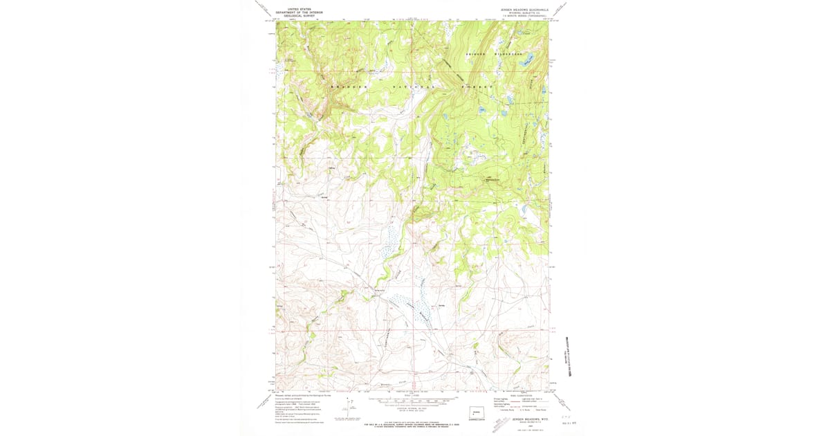 1969 Map of Jensen Meadows, Sublette County, WY — High-Res | Pastmaps