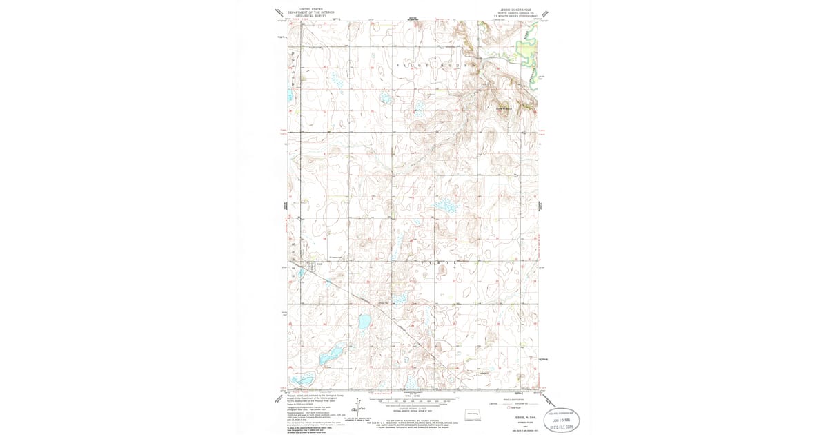 1961 Map of Jessie, ND — High-Res, 1986 Print | Pastmaps