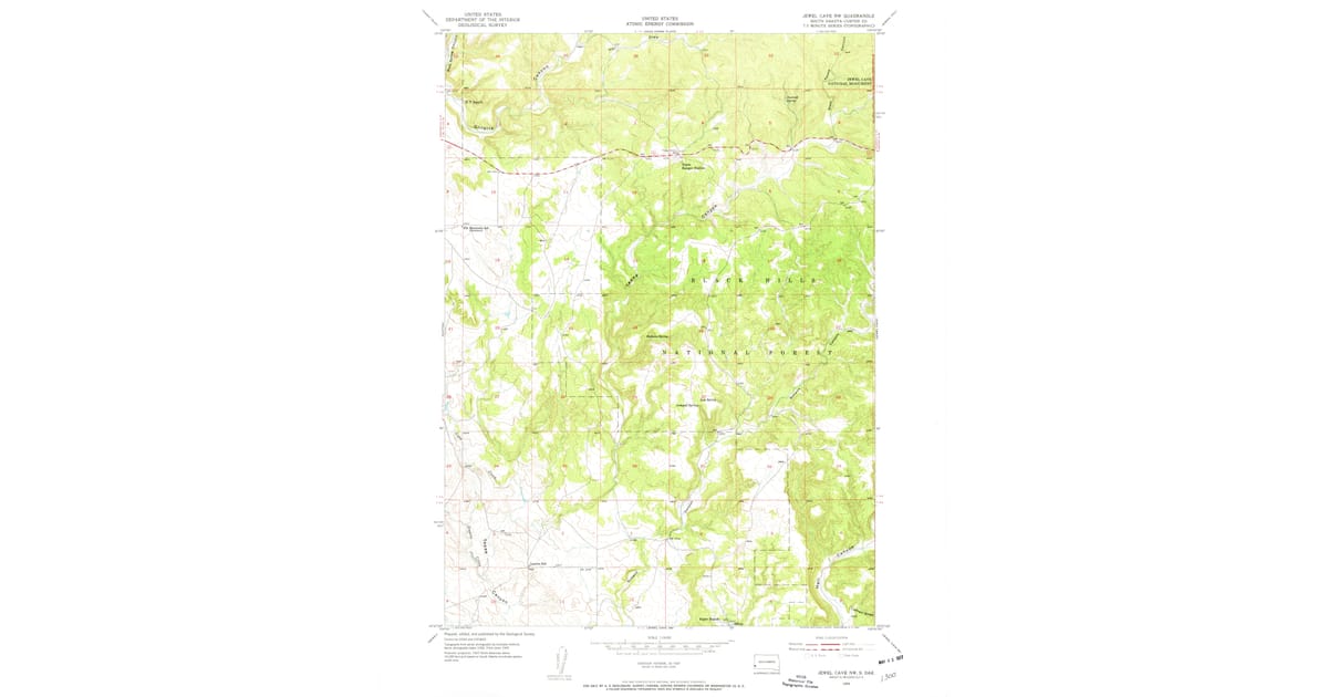 1955 Map of Jewel Cave NW, Custer County, SD — High-Res | Pastmaps