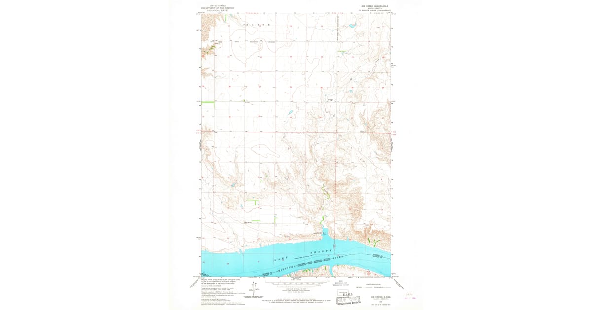 1966 Map of Joe Creek, Hughes County, SD — High-Res | Pastmaps