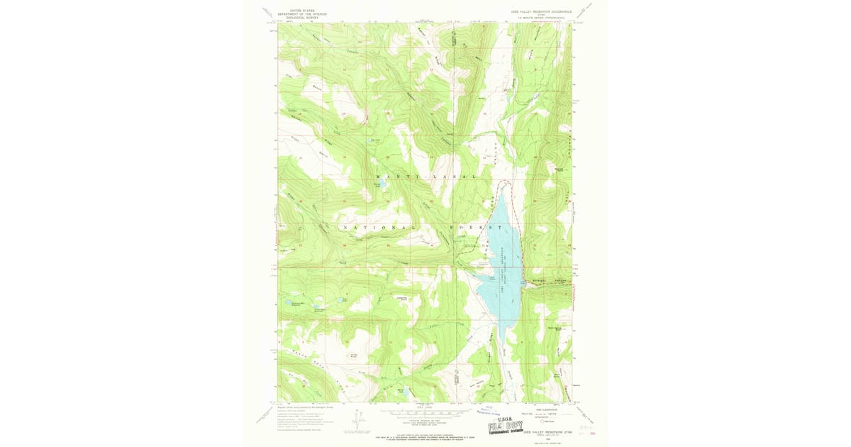 1966 Map of Joes Valley Reservoir, Sanpete County, UT — High-Res | Pastmaps