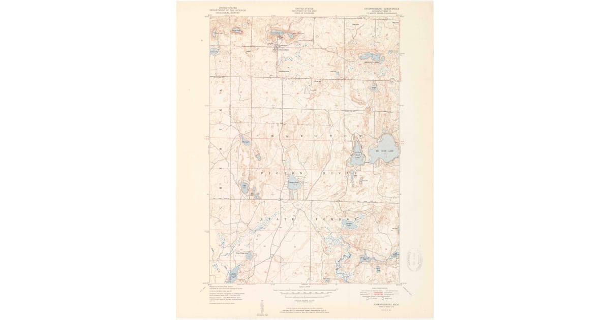 1951 Map of Johannesburg, Otsego County, MI — High-Res | Pastmaps