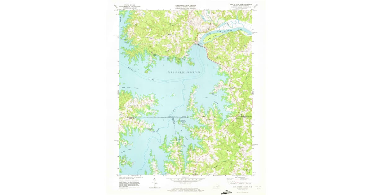 1968 Map of John H Kerr Dam, Mecklenburg County, VA — High-Res | Pastmaps