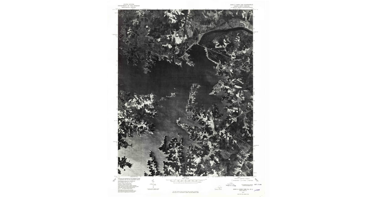 1977 Map of John H Kerr Dam, Mecklenburg County, VA — High-Res | Pastmaps