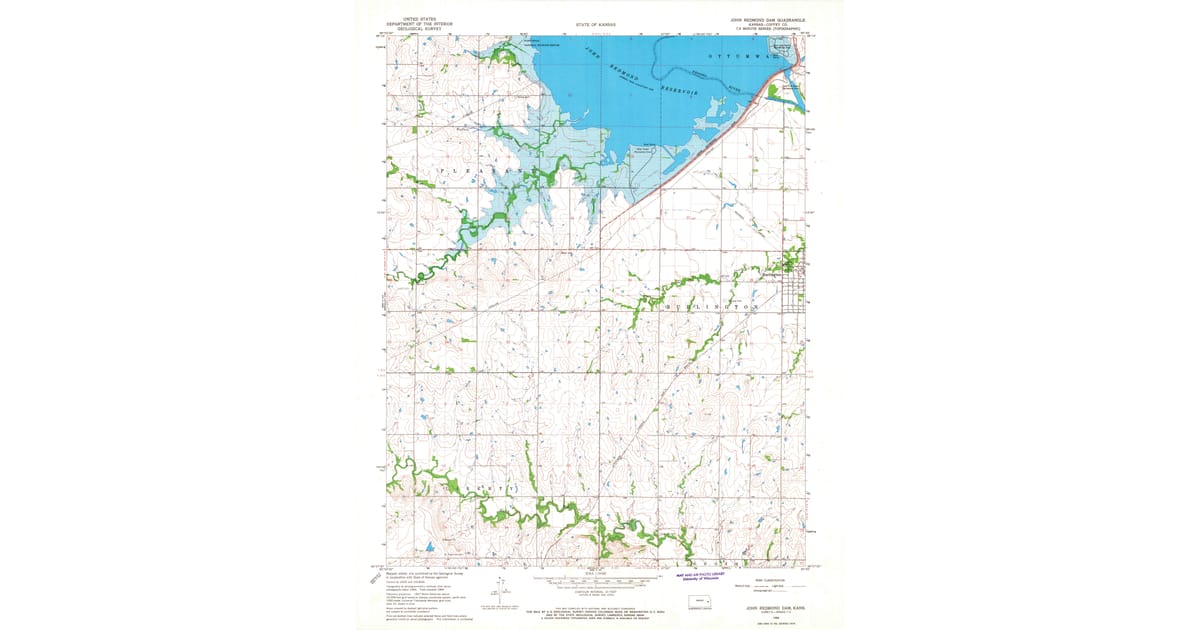 1966 Map of John Redmond Dam, Coffey County, KS — High-Res | Pastmaps