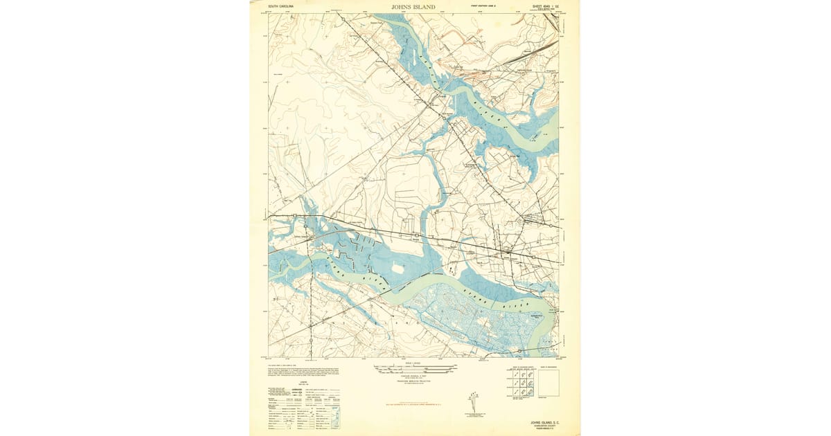 1948 Map of Johns Island, Charleston County, SC — High-Res | Pastmaps
