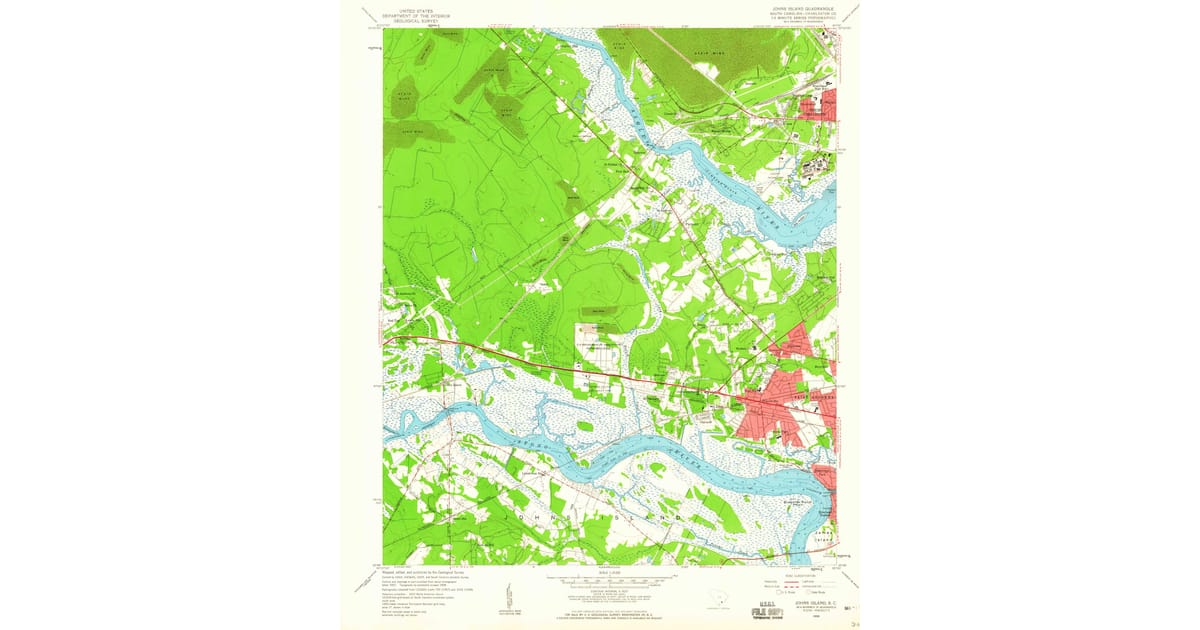 1958 Map of Johns Island, Charleston County, SC — High-Res | Pastmaps