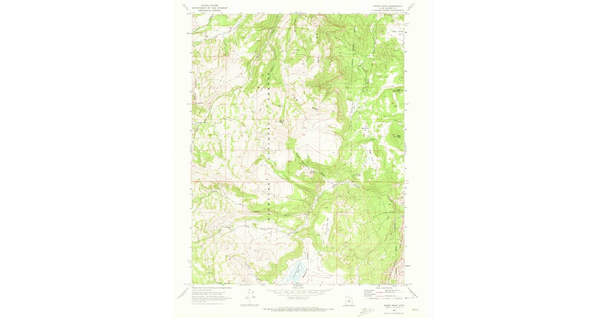 1968 Map of Johns Peak, Sevier County, UT — High-Res | Pastmaps