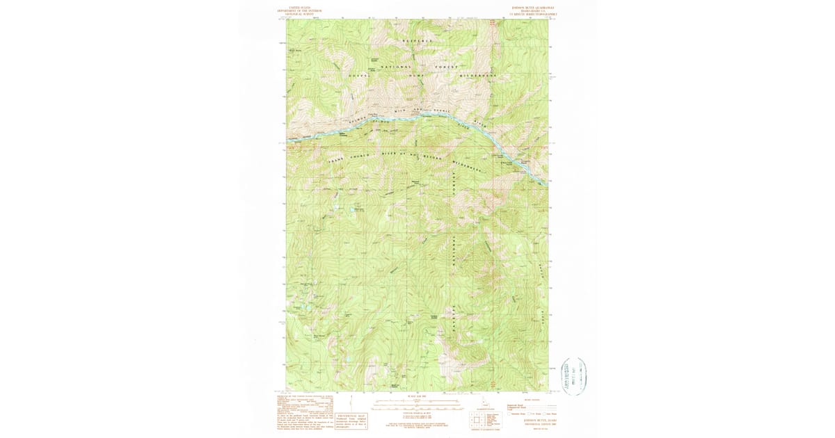 1989 Map of Johnson Butte, Idaho County, ID — High-Res | Pastmaps