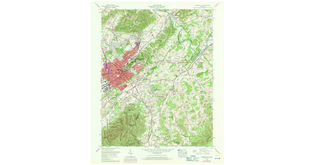 1959 Map of Johnson City, TN — High-Res | Pastmaps