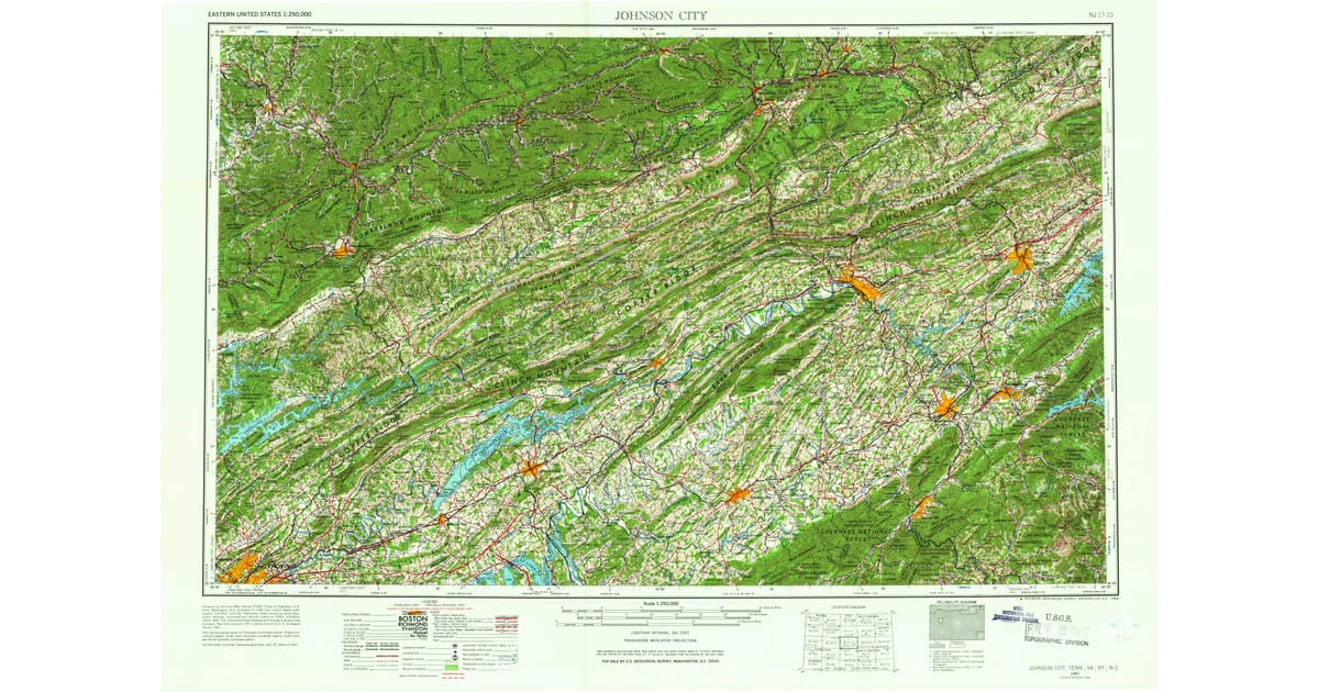 1957 Map of Johnson City, TN — High-Res | Pastmaps