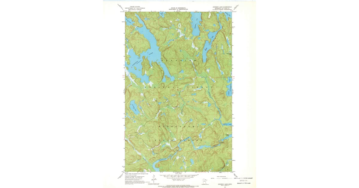 1967 Map of Johnson Lake, St. Louis County, MN — High-Res | Pastmaps
