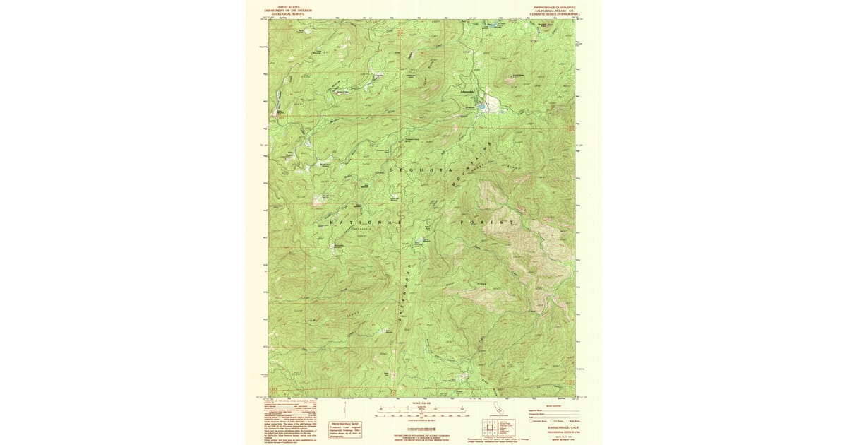 1986 Map of Johnsondale, Tulare County, CA — High-Res | Pastmaps