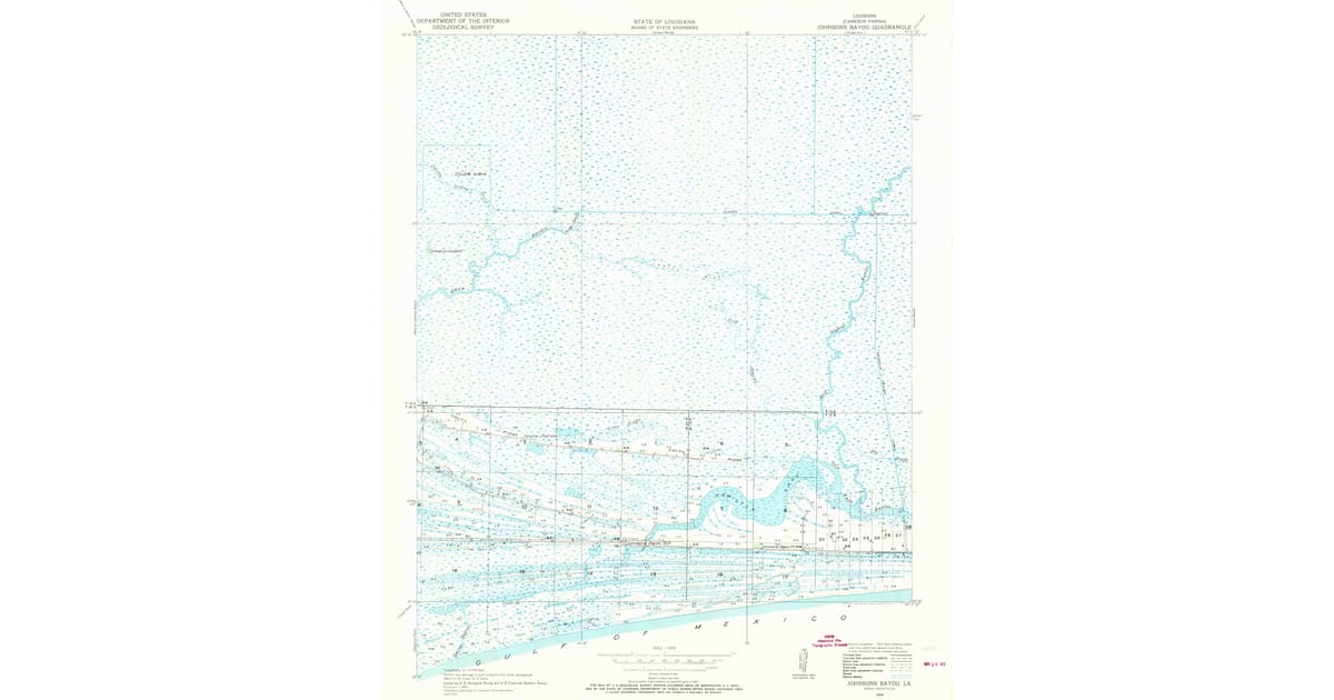 1934 Map of Johnsons Bayou, Cameron Parish, LA — High-Res, 1973 Print ...