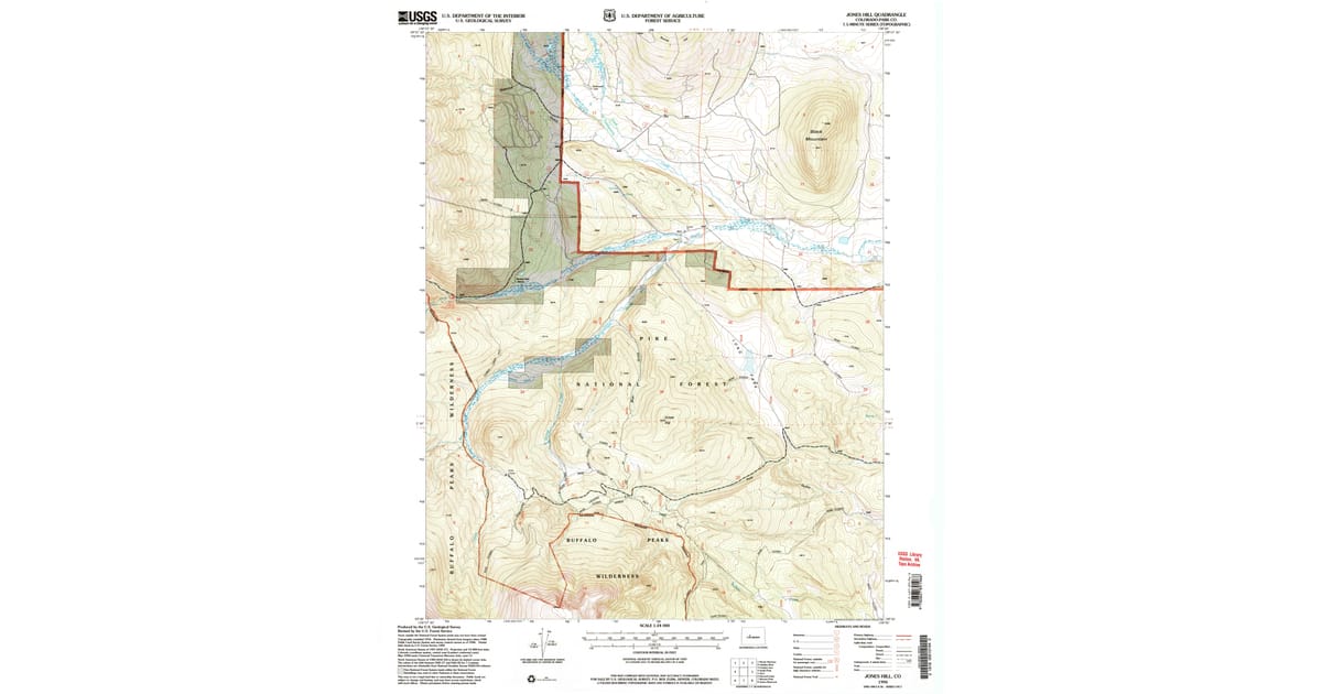 1994 Map of Jones Hill, Park County, CO — High-Res | Pastmaps