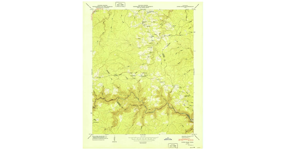 1949 Map of Jones Knob, Fentress County, TN — High-Res | Pastmaps