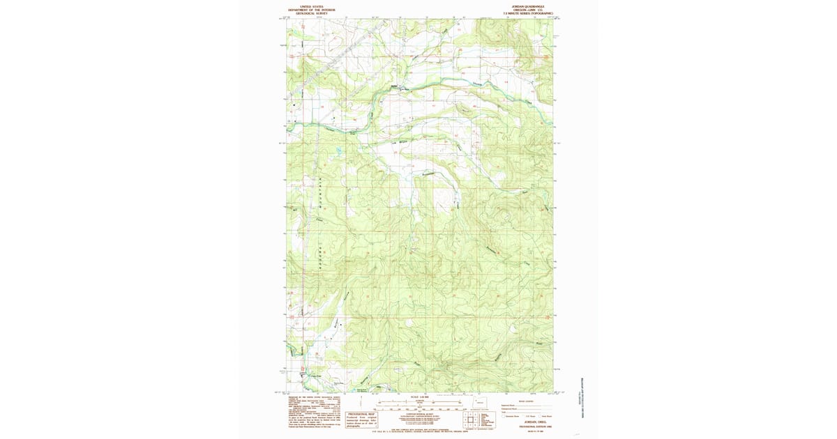 1985 Map of Jordan, Linn County, OR — High-Res | Pastmaps