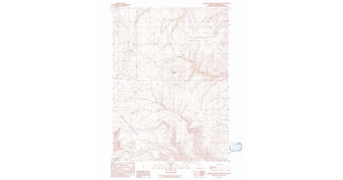 1991 Map of Jordan Meadow Mountain, Humboldt County, NV — High-Res ...