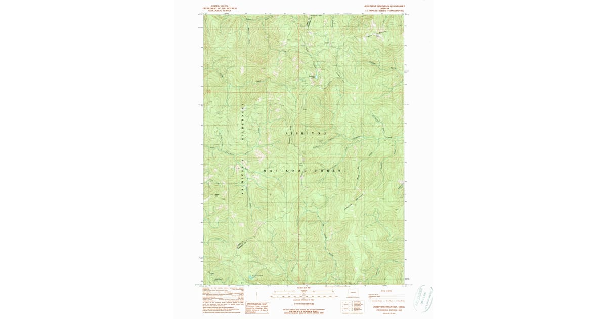 1989 Map of Josephine Mountain, Josephine County, OR — High-Res | Pastmaps