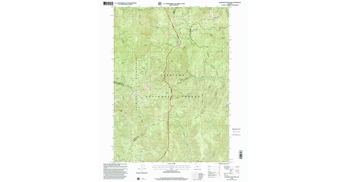 1998 Map of Josephine Mountain, Josephine County, OR — High-Res | Pastmaps