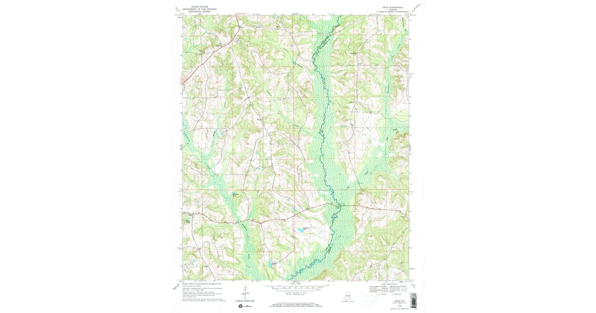 1968 Map of Josie, Pike County, AL — High-Res, 1971 Print #2 | Pastmaps