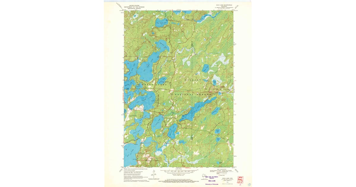 1970 Map of Julia Lake, Oneida County, WI — High-Res | Pastmaps