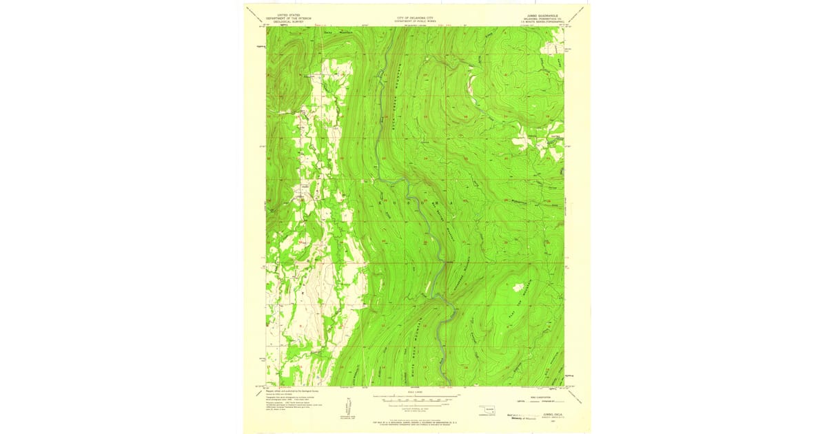 1957 Map of Jumbo, Pushmataha County, OK — High-Res | Pastmaps