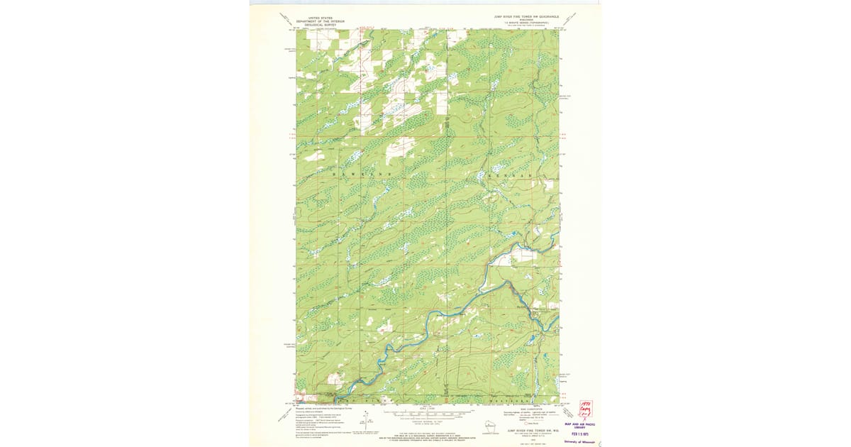 1970 Map of Jump River Fire Tower NW, Rusk County, WI — High-Res | Pastmaps