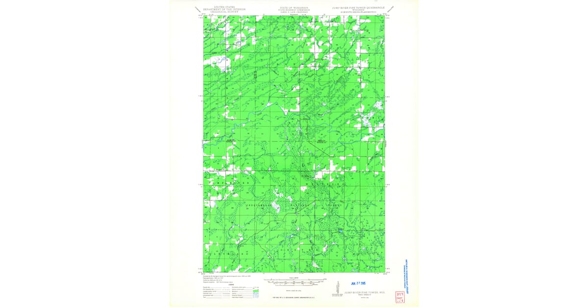1949 Map of Jump River Fire Tower, Taylor County, WI — High-Res | Pastmaps