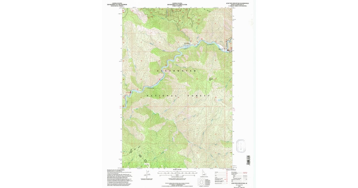 1994 Map of Junction Mountain, Clearwater County, ID — High-Res | Pastmaps