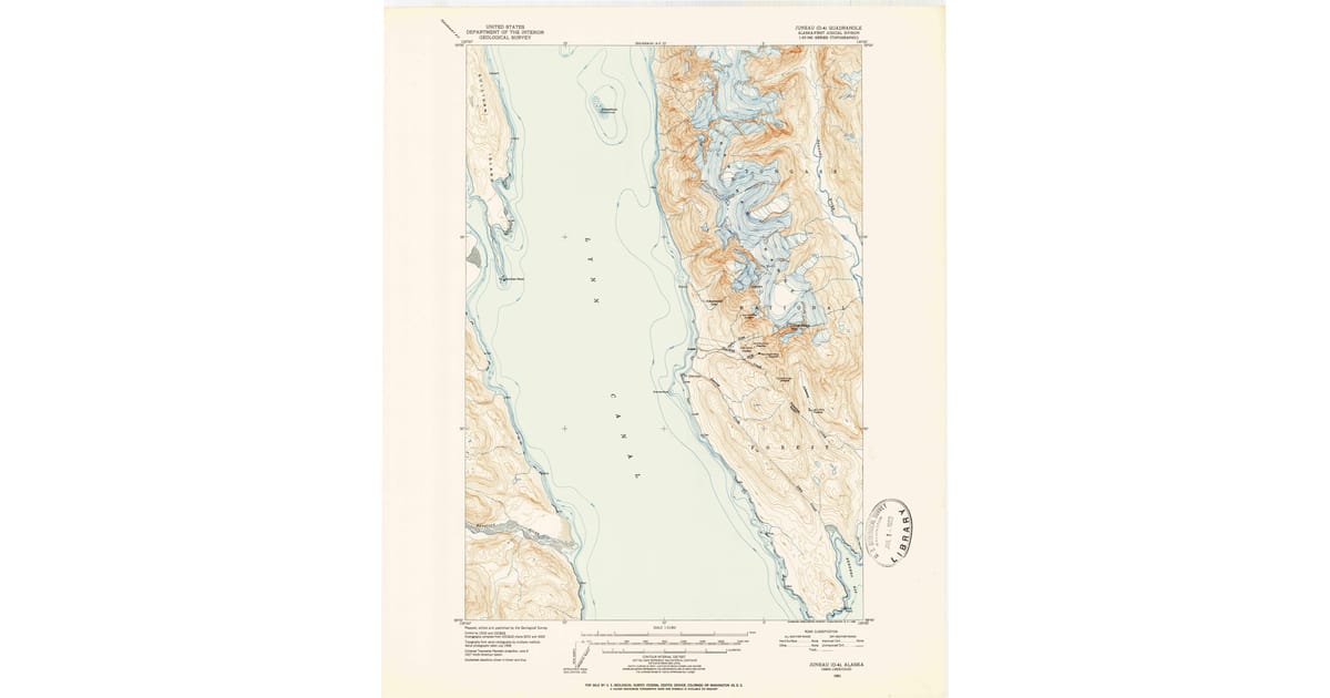 1951 Map of Juneau D-4, Haines Borough, AK — High-Res | Pastmaps