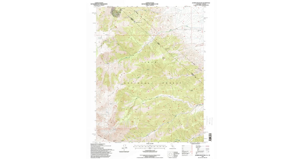 1994 Map of Juniper Mountain, Mono County, CA — High-Res | Pastmaps