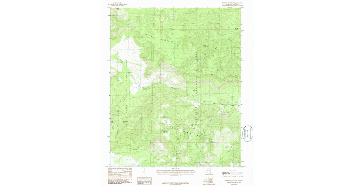 1986 Map of Juniper Mountains, Yavapai County, AZ — High-Res | Pastmaps