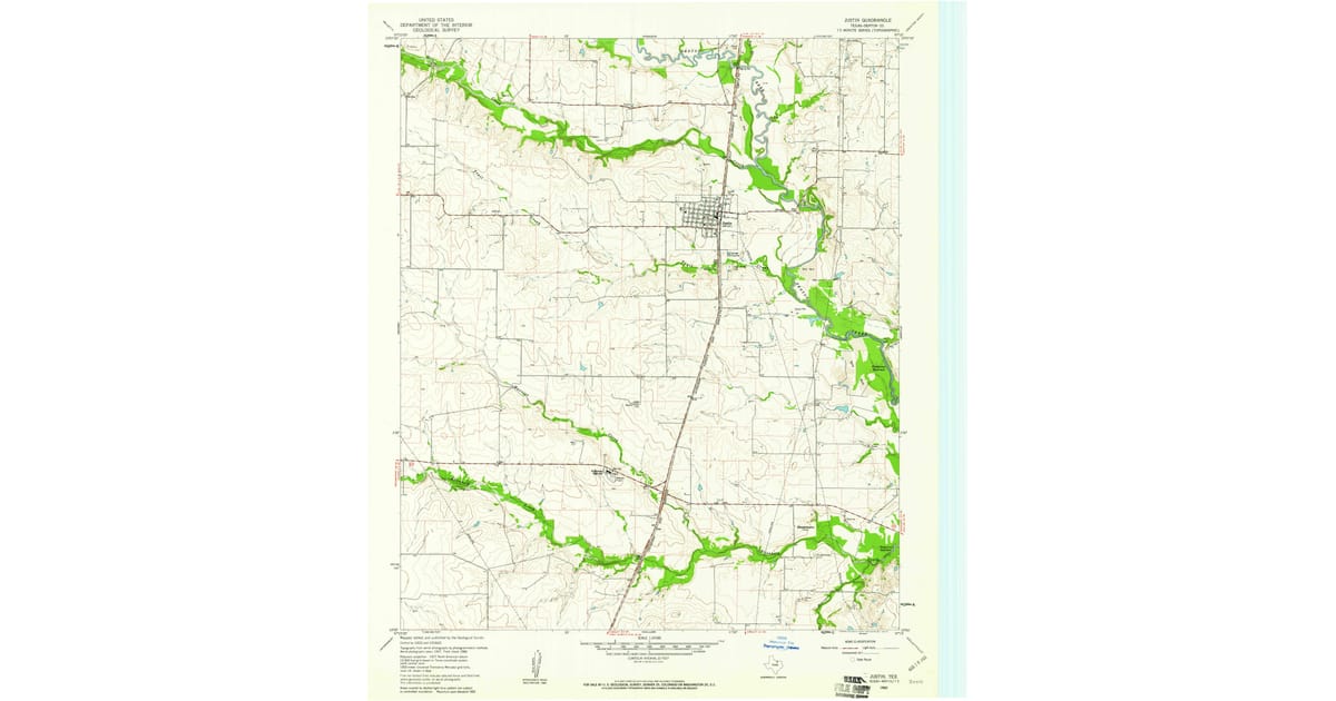 1960 Map of Justin, TX — High-Res | Pastmaps