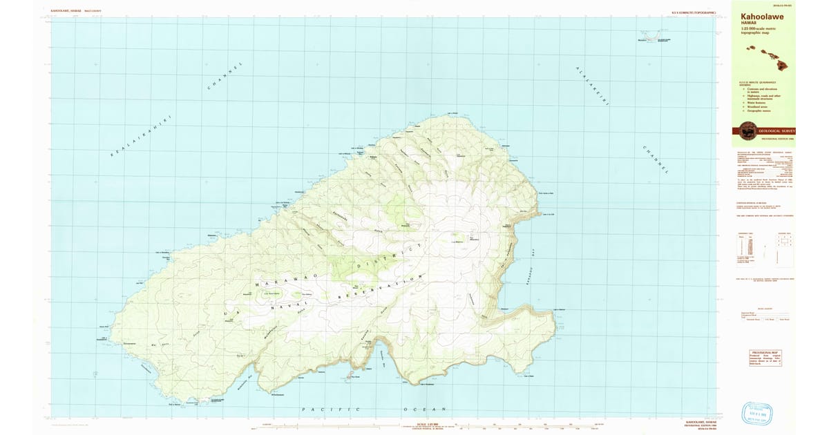 1984 Map of Kahoolawe, Maui County, HI — High-Res | Pastmaps