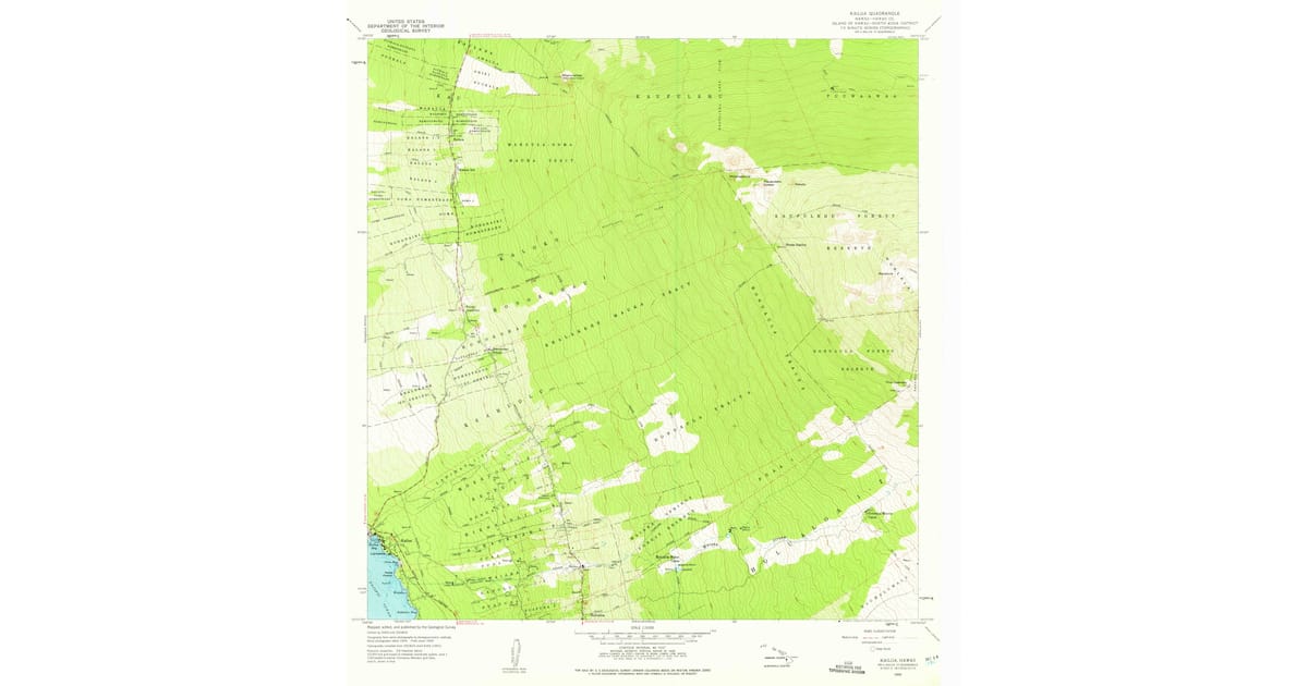 1959 Map of Kailua, Hawaii County, HI — High-Res, 1975 Print | Pastmaps