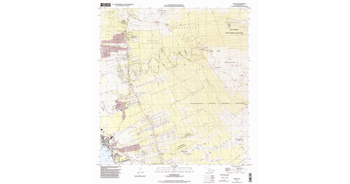 1996 Map of Kailua, Hawaii County, HI — High-Res | Pastmaps