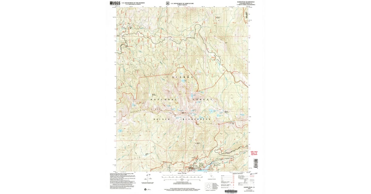 2004 Map of Kaiser Peak, Fresno County, CA — High-Res | Pastmaps