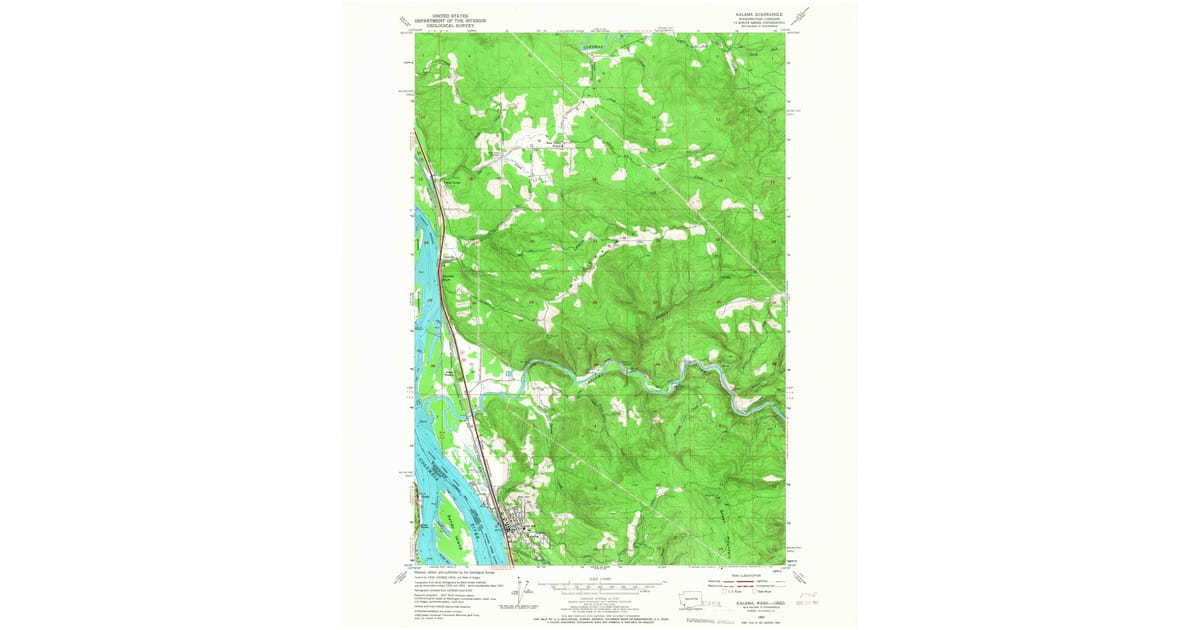 1953 Map of Kalama, WA — High-Res, 1967 Print | Pastmaps