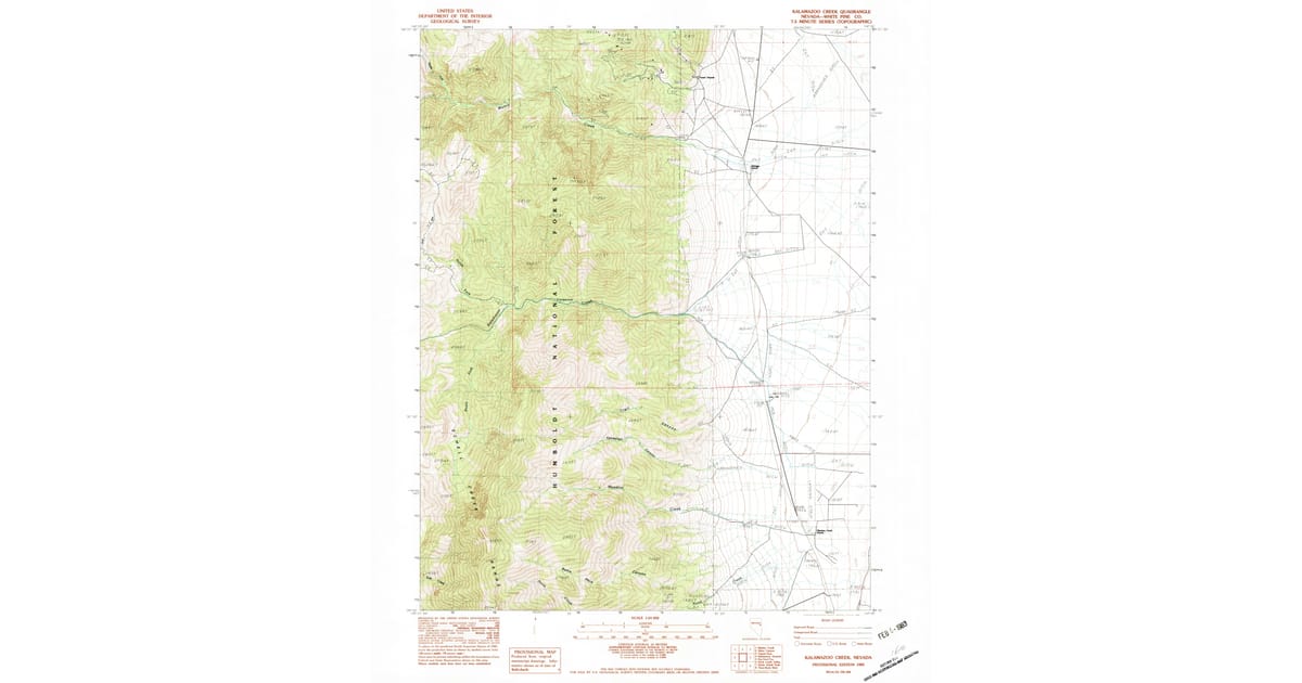 1982 Map of Kalamazoo Creek, White Pine County, NV — High-Res | Pastmaps