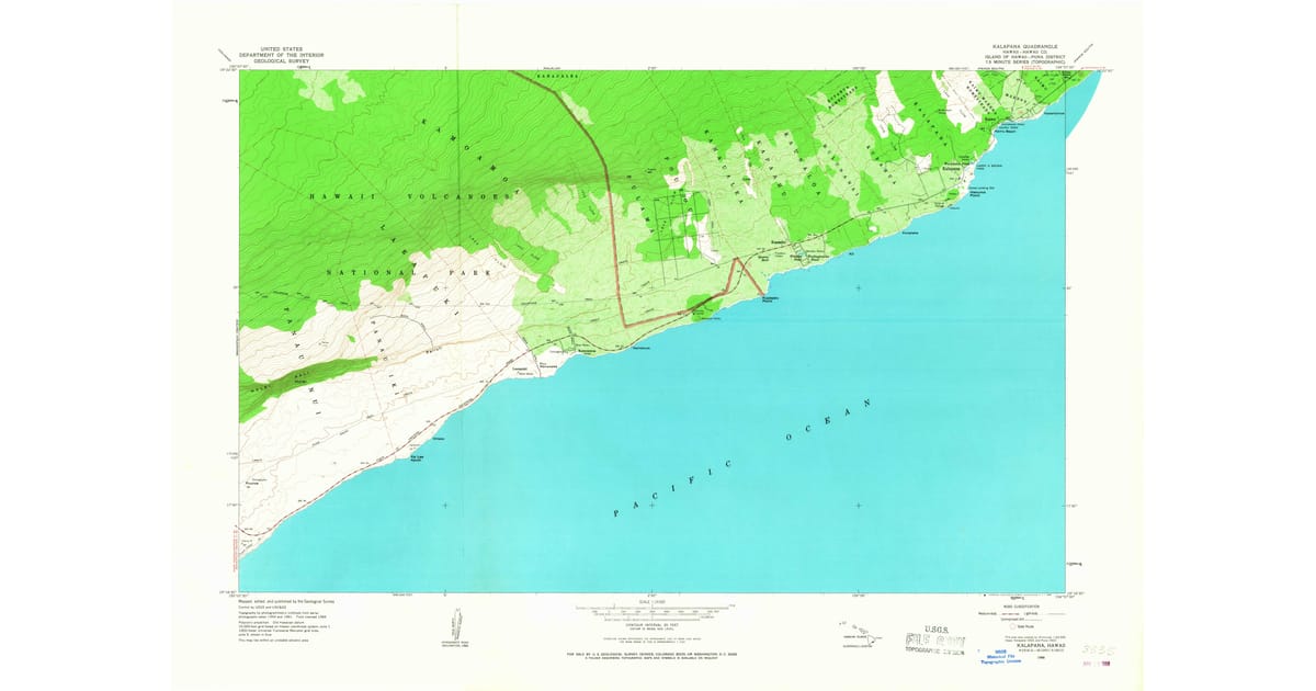 1966 Map of Kalapana, HI — High-Res | Pastmaps