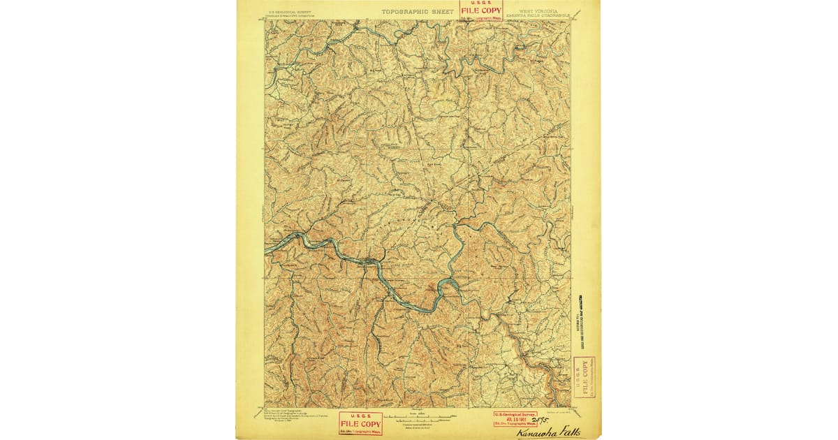 1901 Map of Kanawha Falls, Kanawha County, WV — High-Res | Pastmaps
