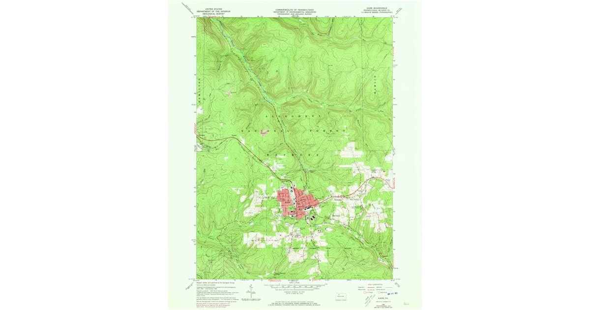 1966 Map of Kane, PA — High-Res, 1973 Print | Pastmaps