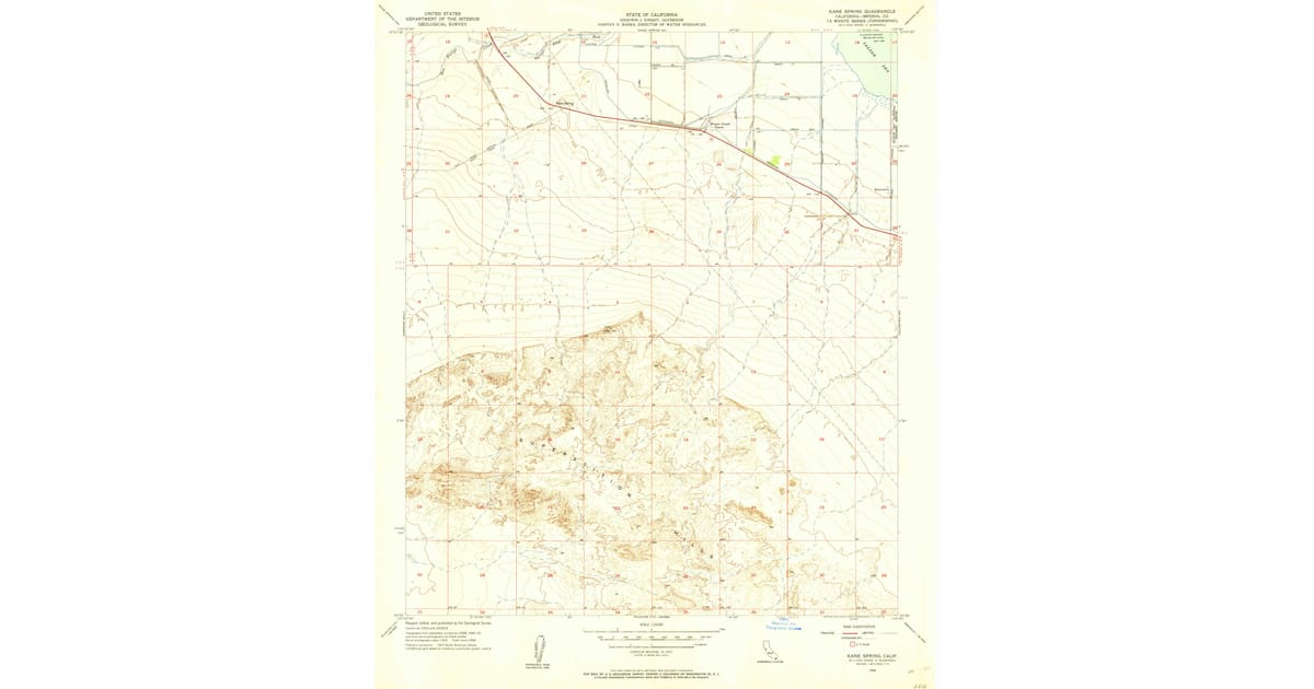 1956 Map of Kane Spring, Imperial County, CA — High-Res | Pastmaps