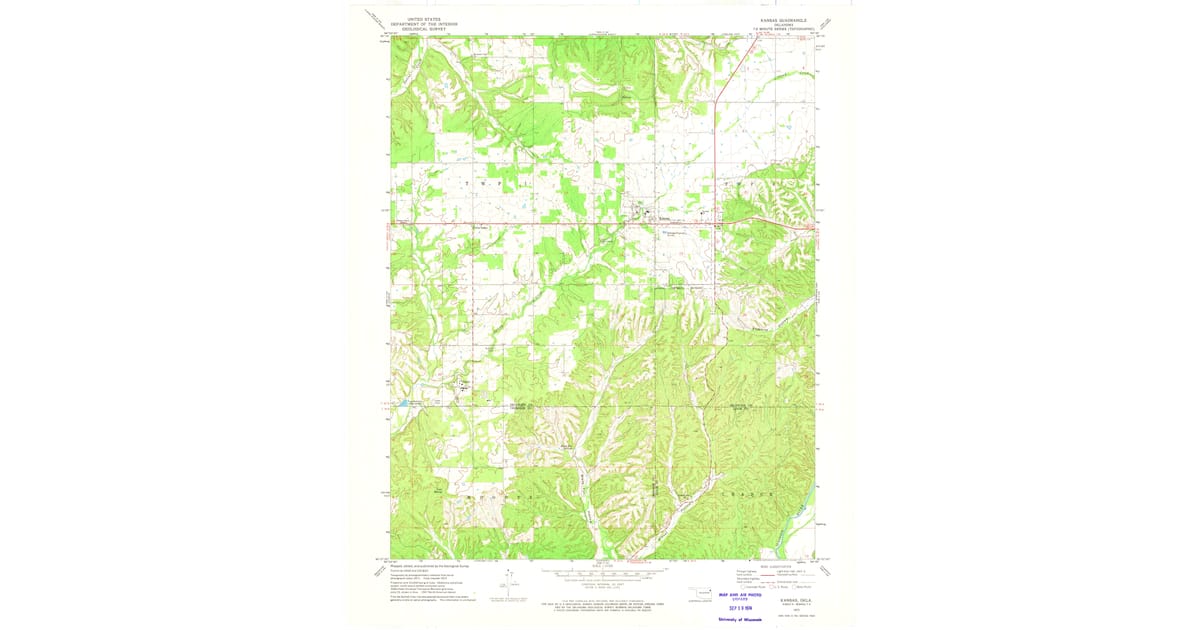 1972 Map of Kansas, OK — High-Res | Pastmaps