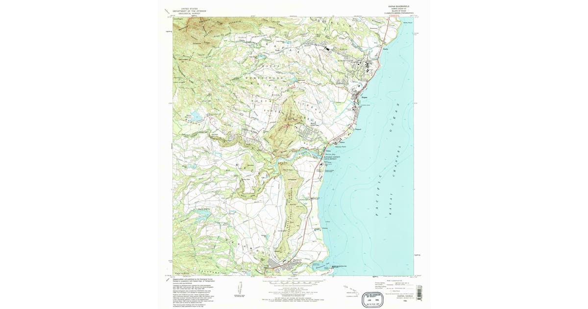 1983 Map of Kapaa, HI — High-Res | Pastmaps