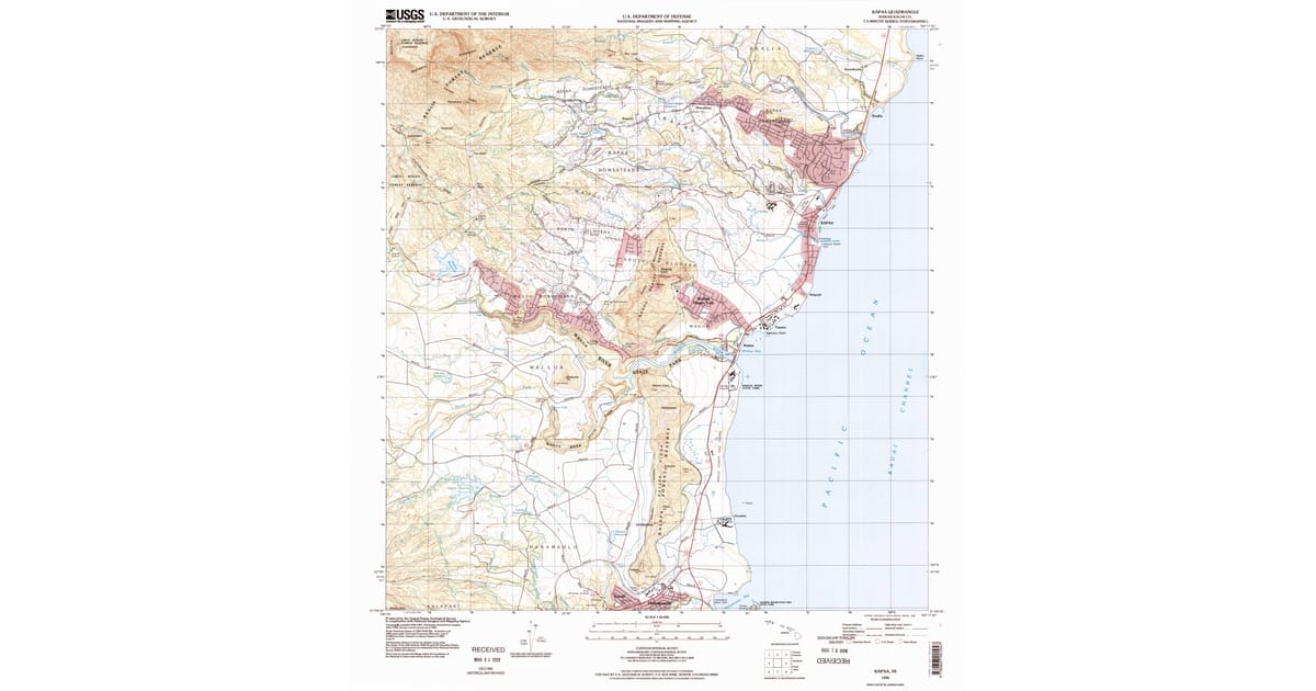 1996 Map of Kapaa, HI — High-Res | Pastmaps