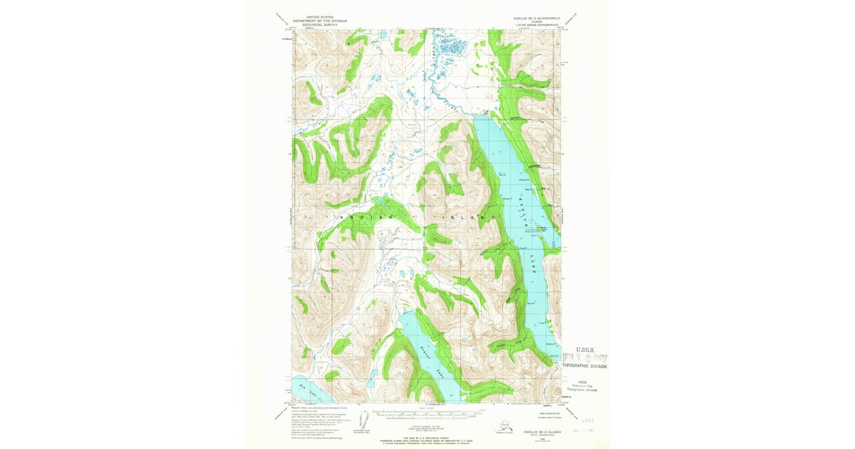 1952 Map of Karluk B-1, Kodiak Island Borough, AK — High-Res | Pastmaps