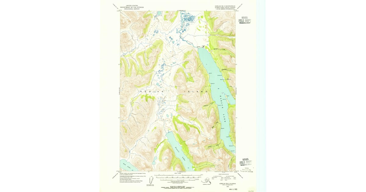 1954 Map of Karluk B-1, Kodiak Island Borough, AK — High-Res | Pastmaps