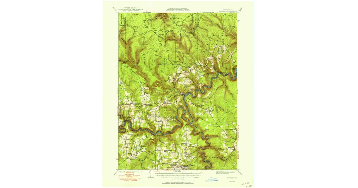 1929 Map of Karthaus, Clearfield County, PA — High-Res, 1955 Print ...